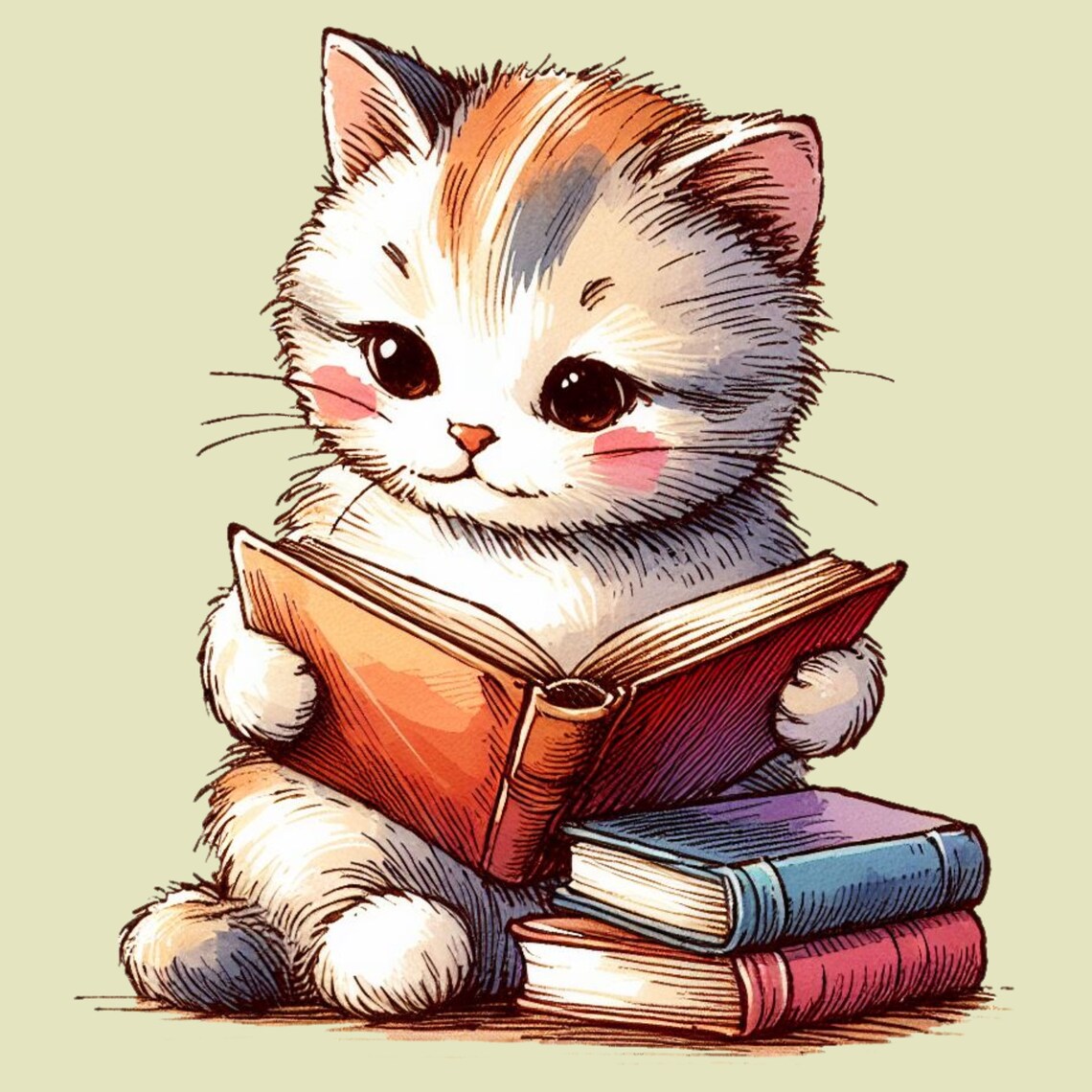 Reading PNG, Animals Reading Clipart, Watercolor Reading Animals PNG ...