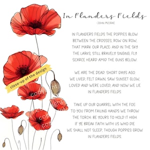 Remembrance Day Card Printable : in Flanders Field Poem Downloadable ...