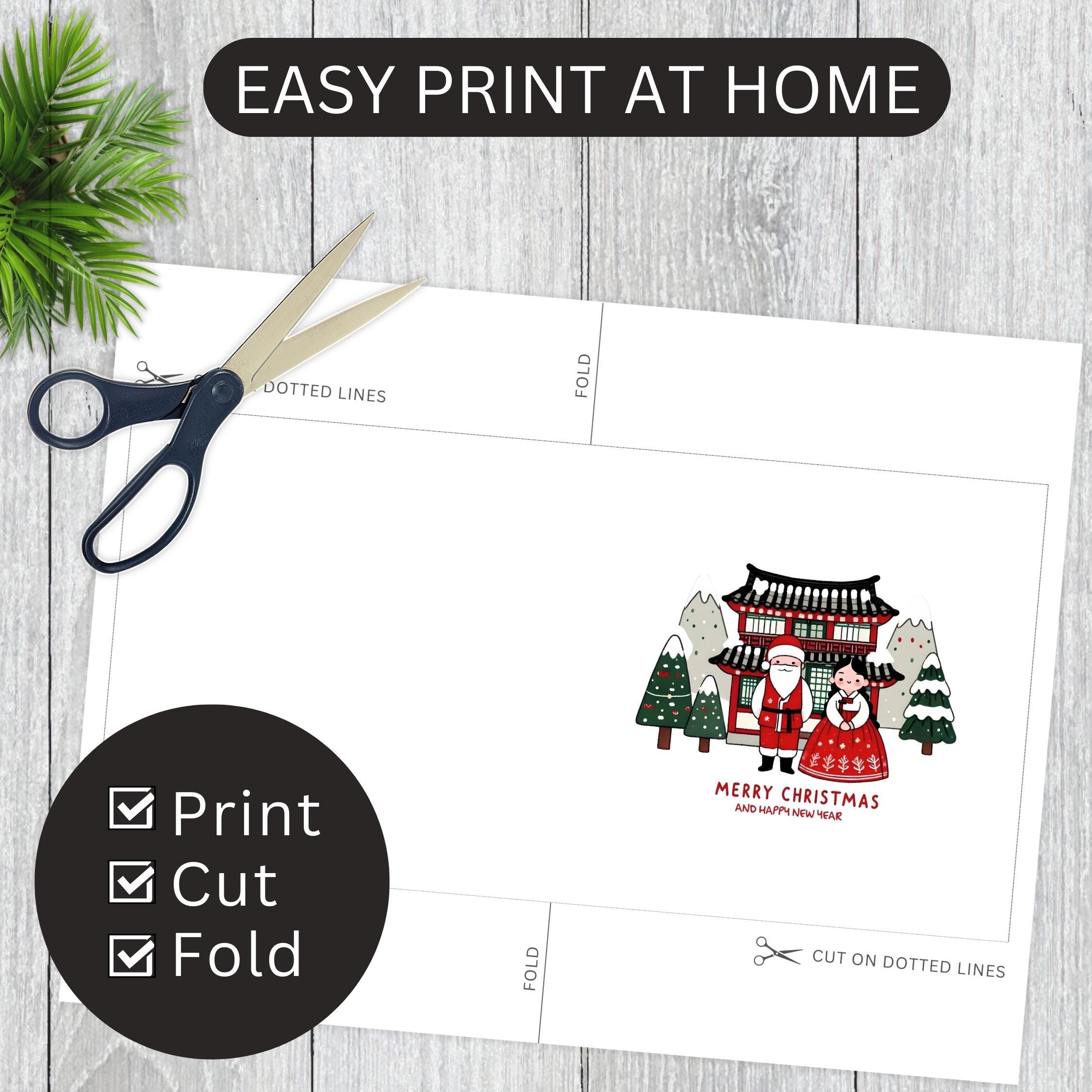 Korean Christmas Card Printable, Santa Korean Card Downloadable, Xmas ...