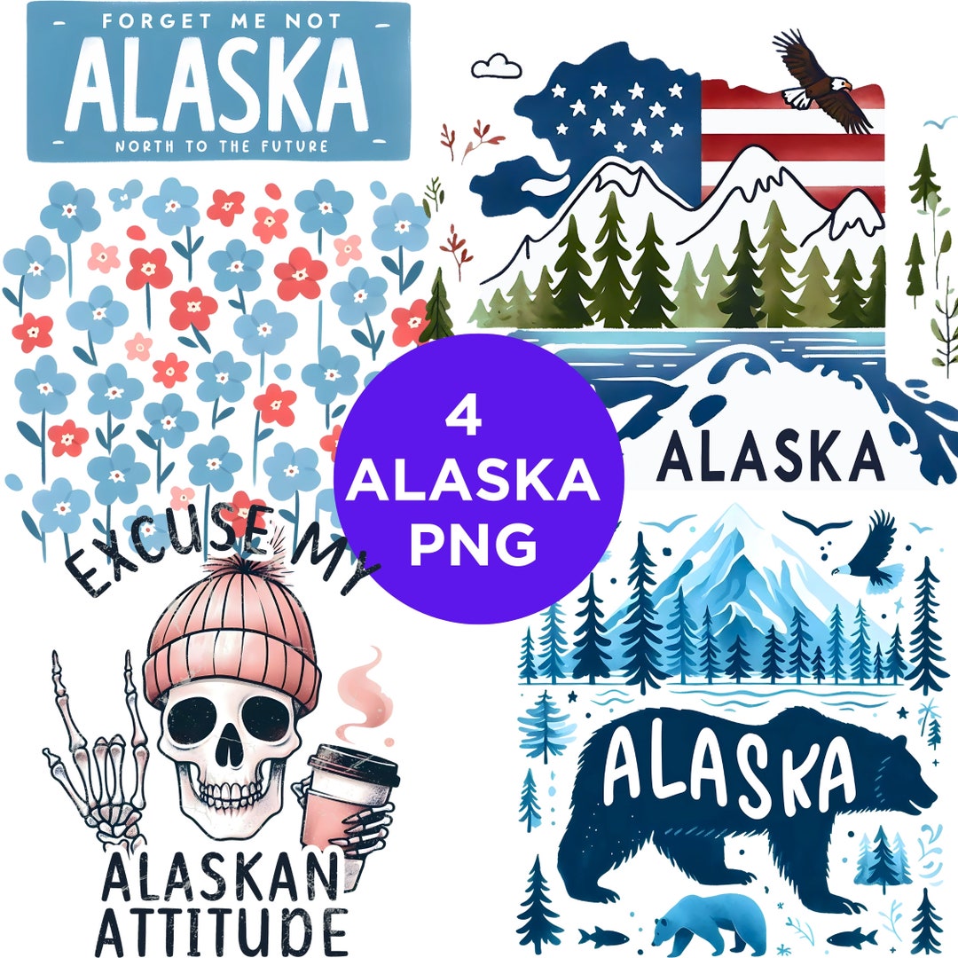 Alaska PNG Set, Alaska Clipart for Alaska Crafts, Alaska State Wildlife ...