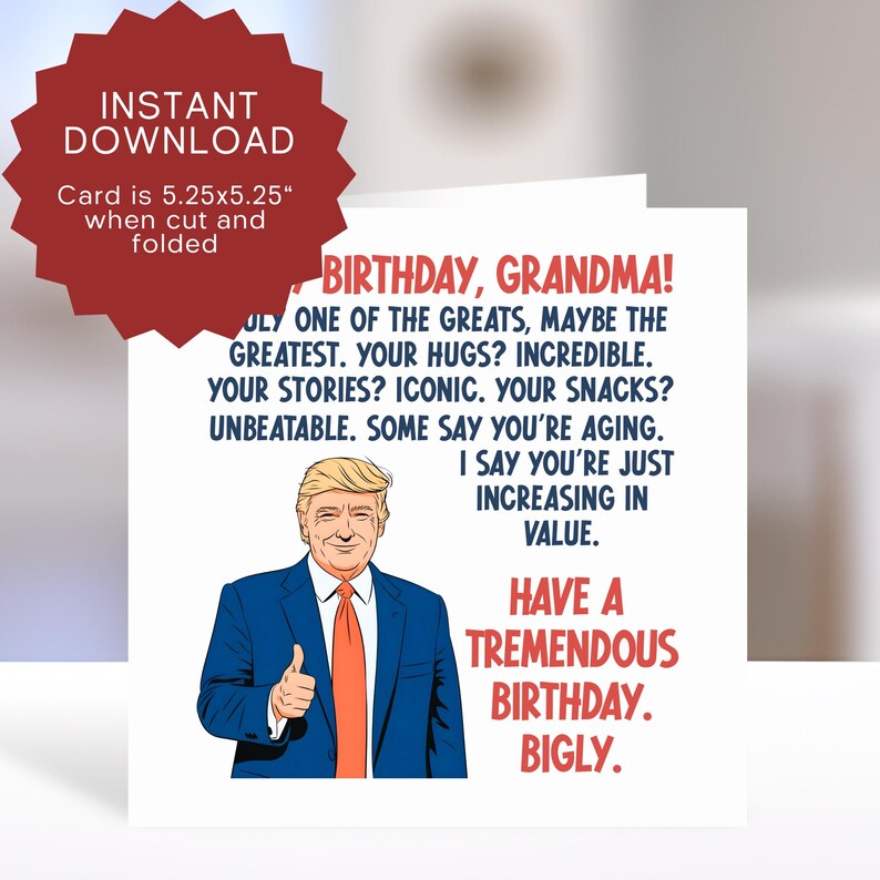 Grandma Birthday Card Printable, Funny Grandmother Bday Card, Hilarious ...