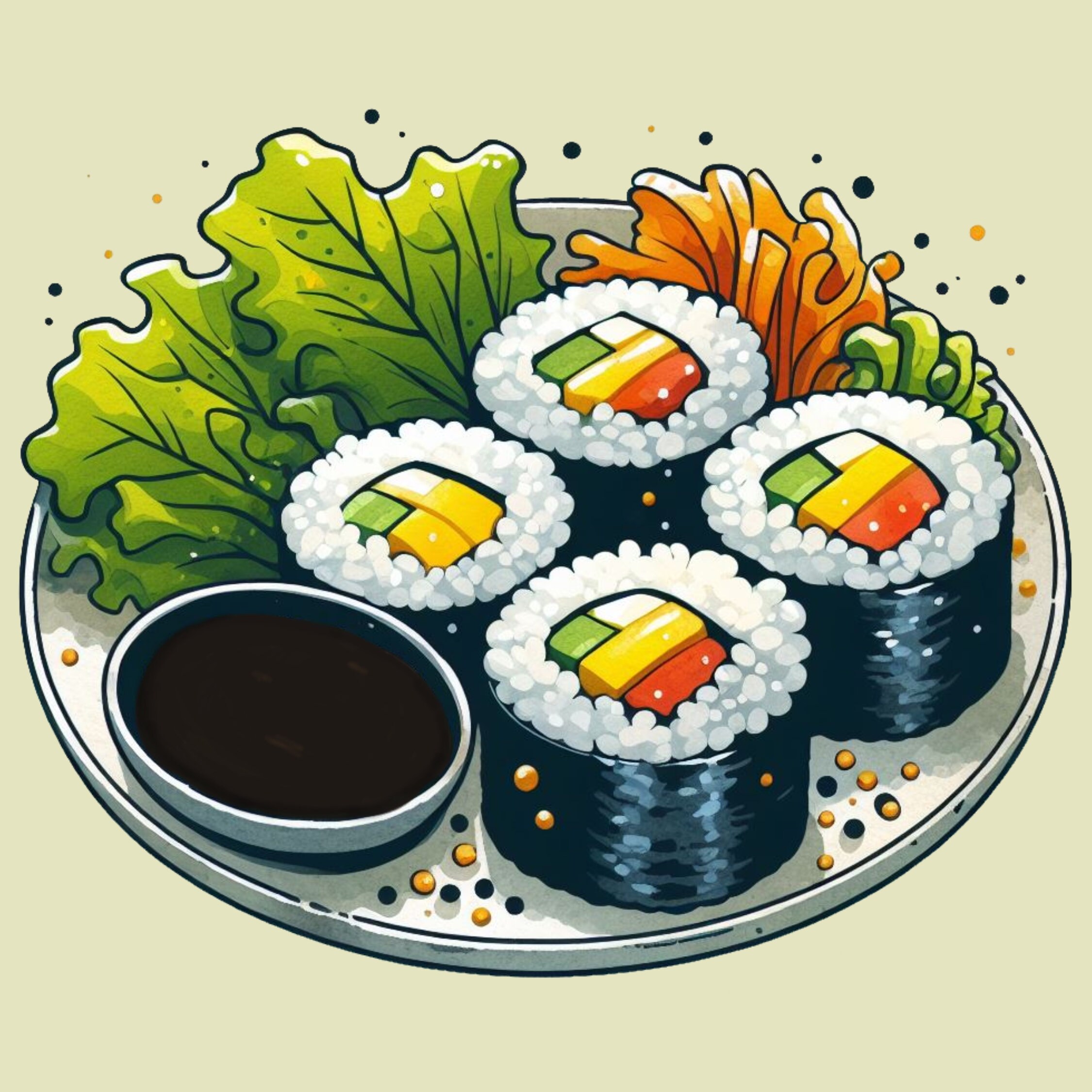 Korean Food Clipart, Korean Food PNG, Kimbap Clipart, Kawaii Kimbap ...