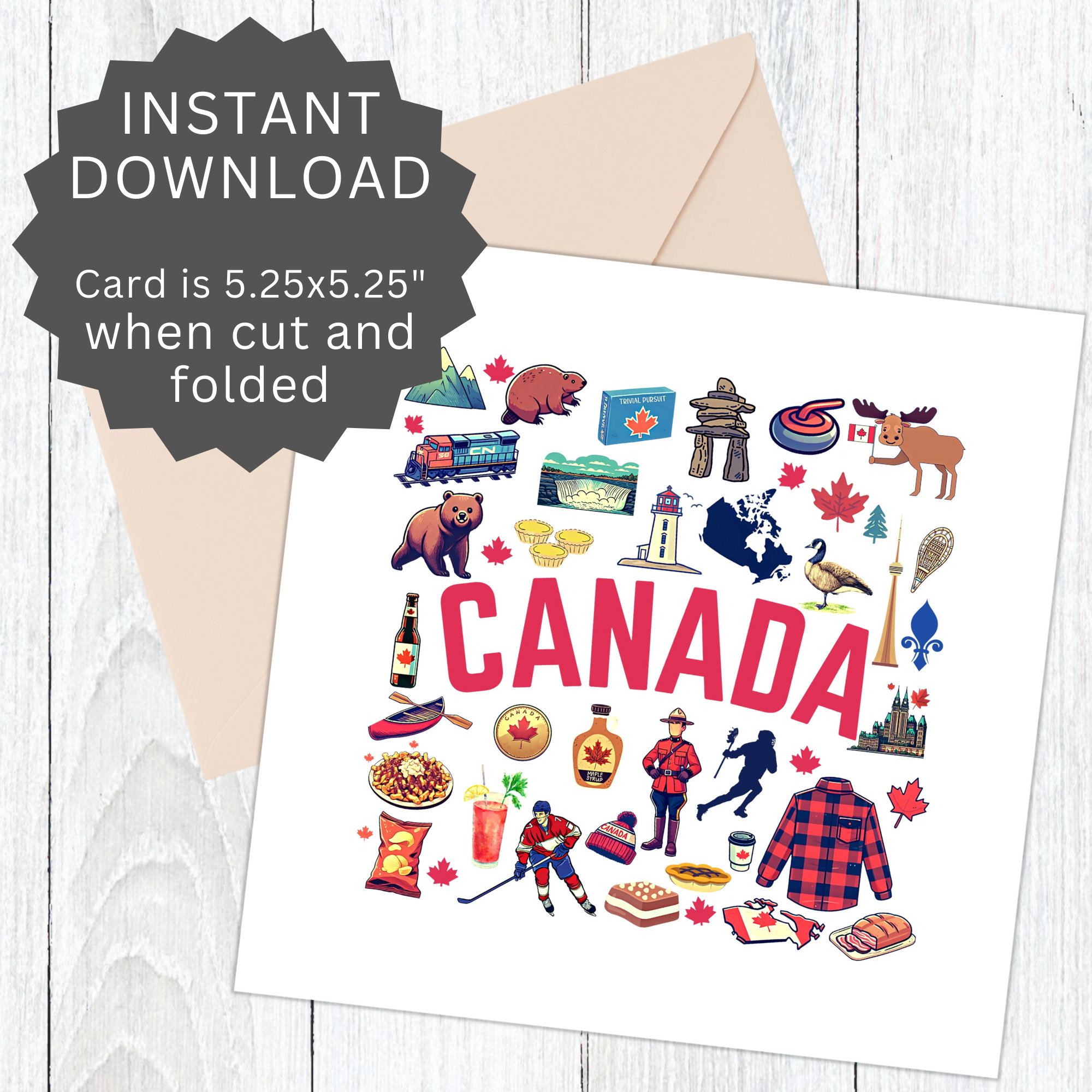 Canada Card Printable, Any Occasion Card, Patriotic Canadian Card ...