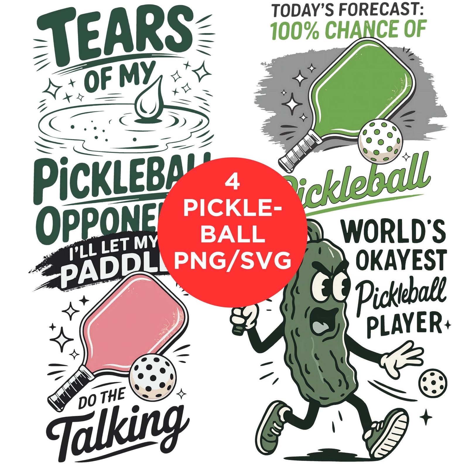 Pickleballer PNG Bundle - Pickleball SVG PNG Set of 4 - Etsy