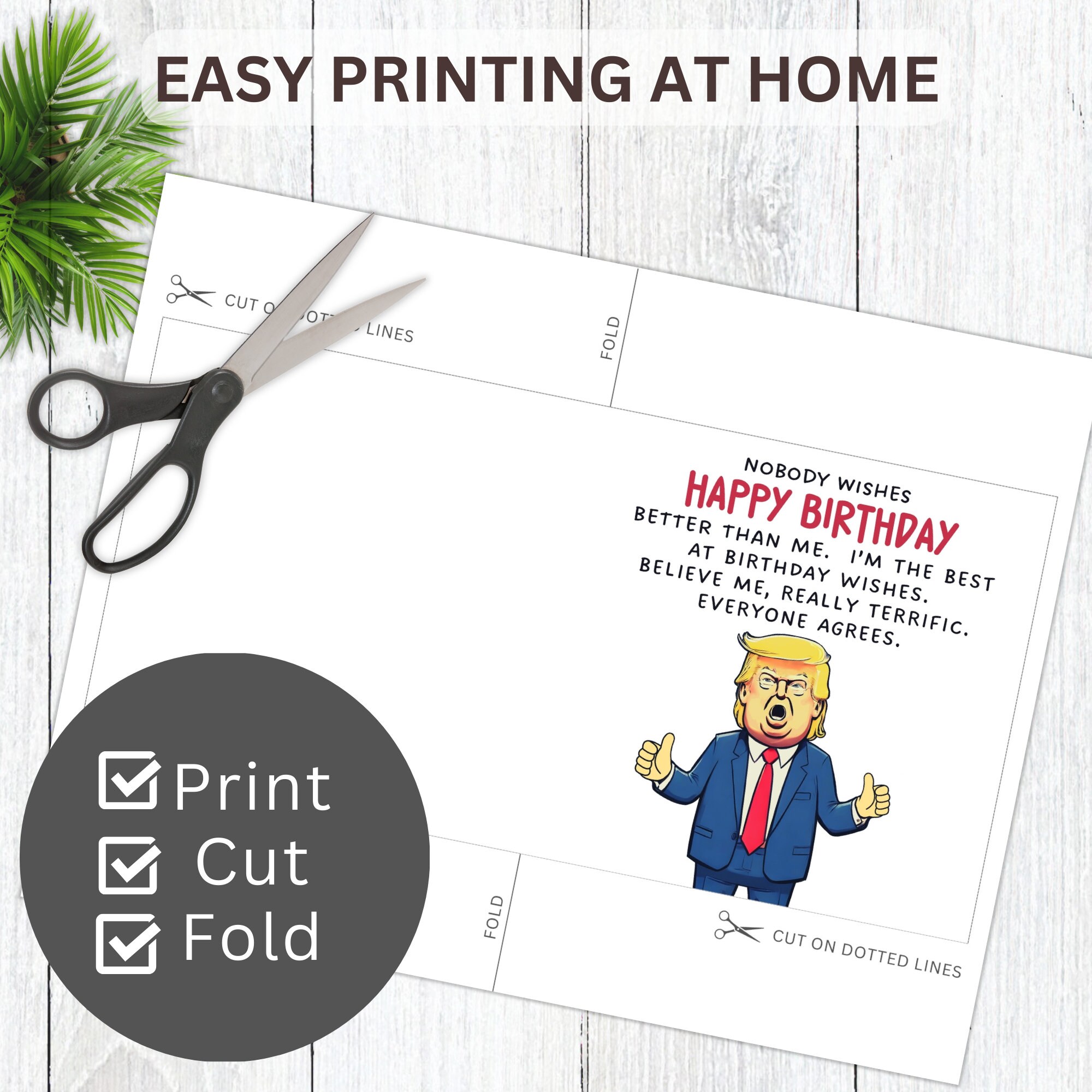 Donald Trump Birthday Card Printable, Political Humor Card Downloadable ...