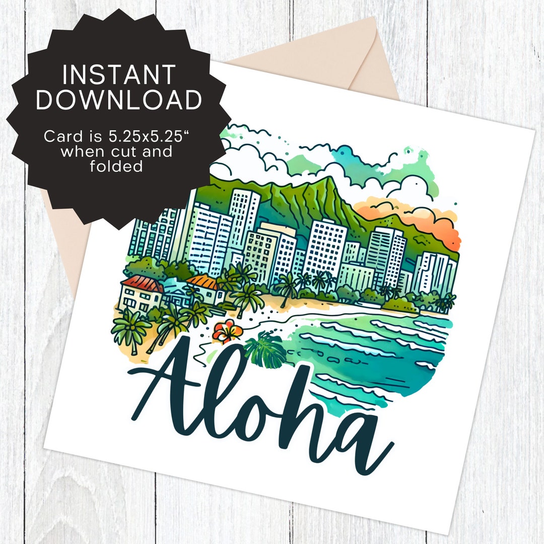 Hawaii Card Printable, Aloha Greeting Card for Birthdays or Hawaii ...