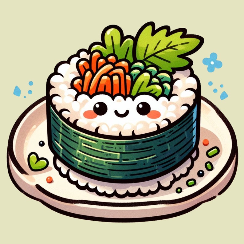 Korean Food Clipart, Korean Food PNG, Kimbap Clipart, Kawaii Kimbap ...