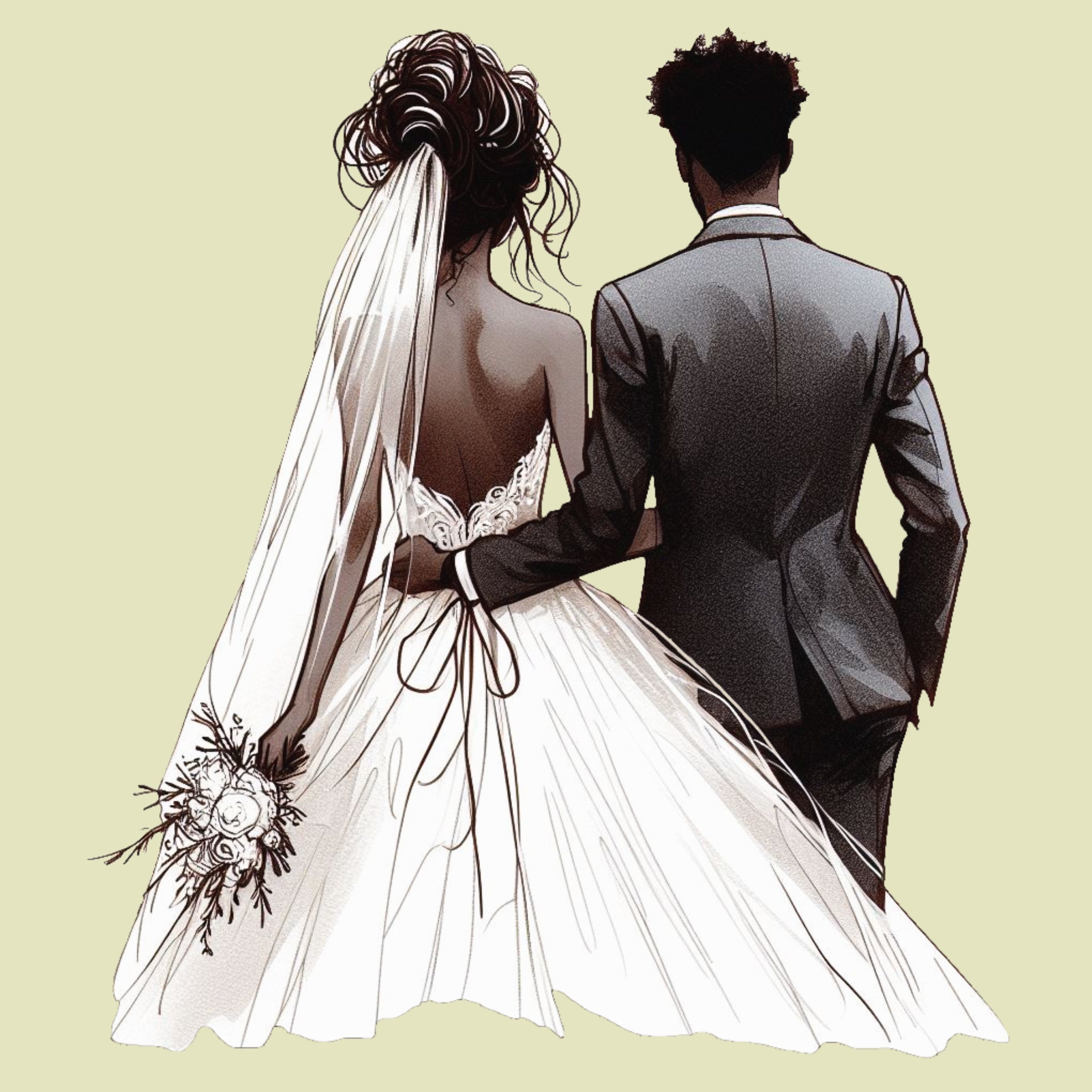 Black Wedding PNG, African-american Wedding Clipart, Black Bride and ...