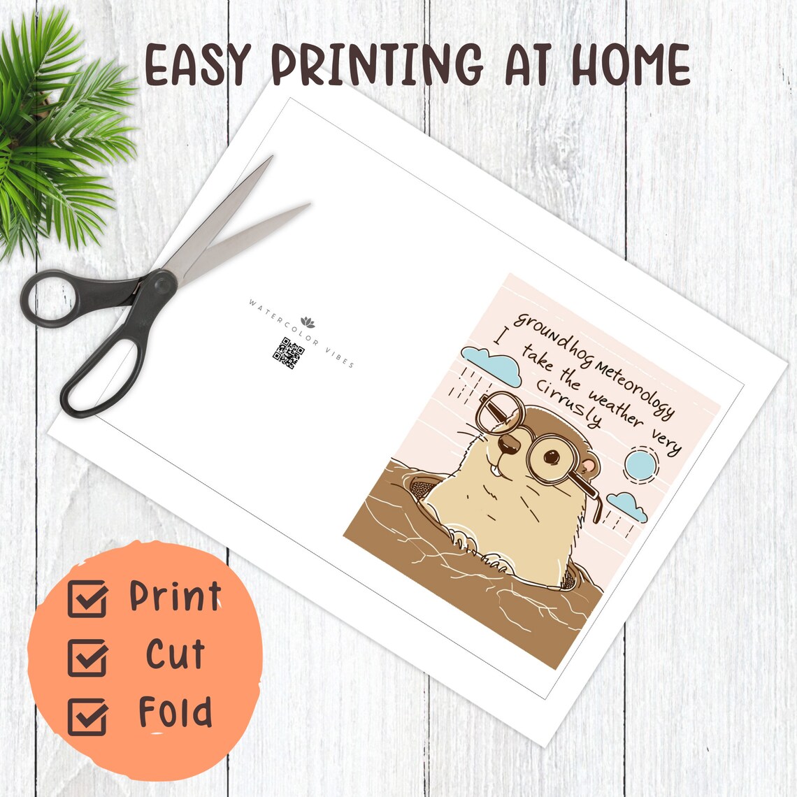 Groundhog Day Printable Card, Funny Groundhog Day Instant Download Card ...