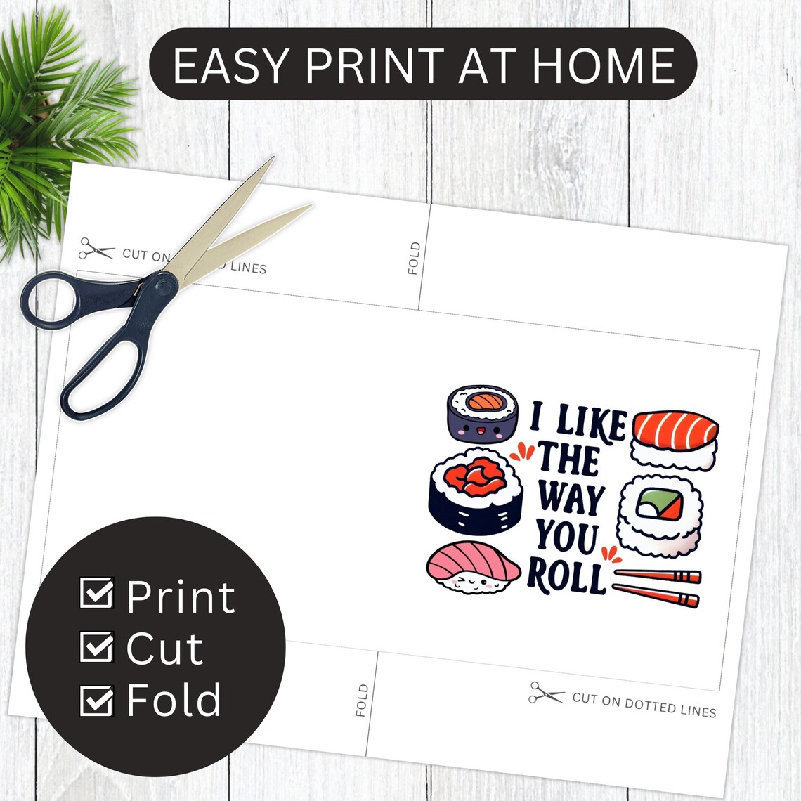 Sushi Greeting Card Downloadable, Printable Kawaii Sushi Card, I Like ...