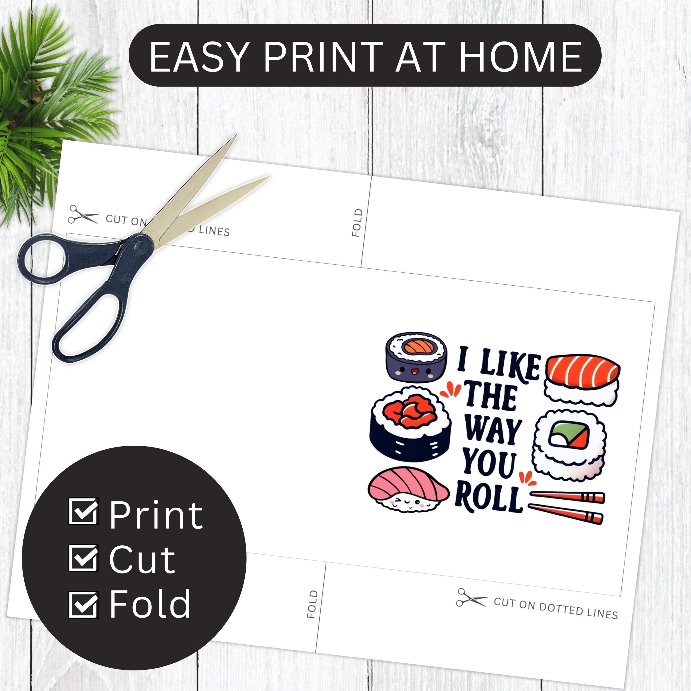 Sushi Greeting Card Downloadable, Printable Kawaii Sushi Card, I Like ...