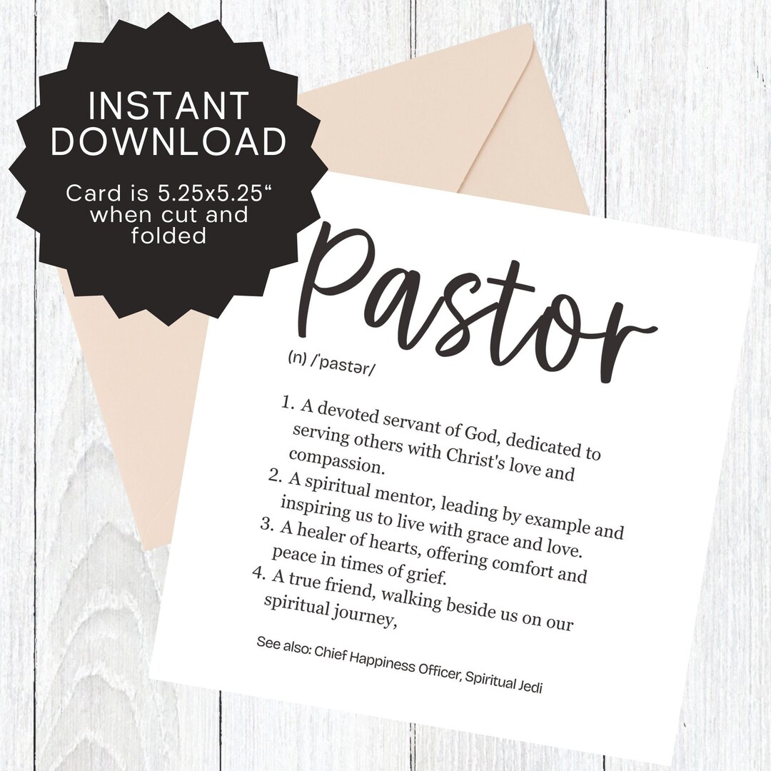 Card for Pastor Printable, Pastor Appreciation Card, Pastor Birthday ...