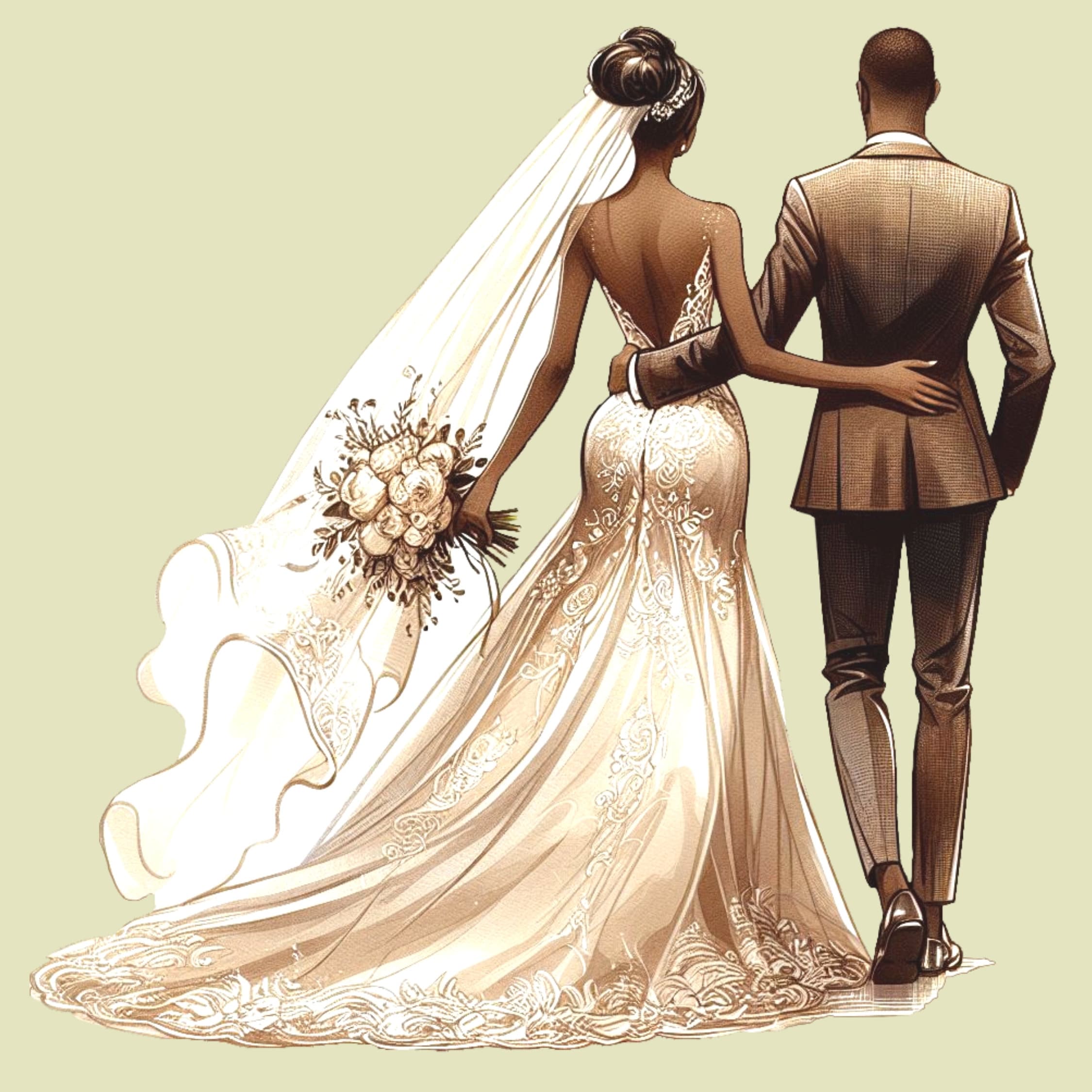 Black Wedding PNG, African-american Wedding Clipart, Black Bride and ...