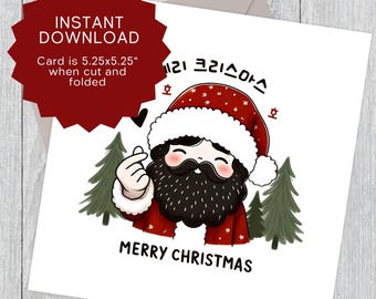 Korean Christmas Card Printable, Santa Korean Card Downloadable, Xmas ...
