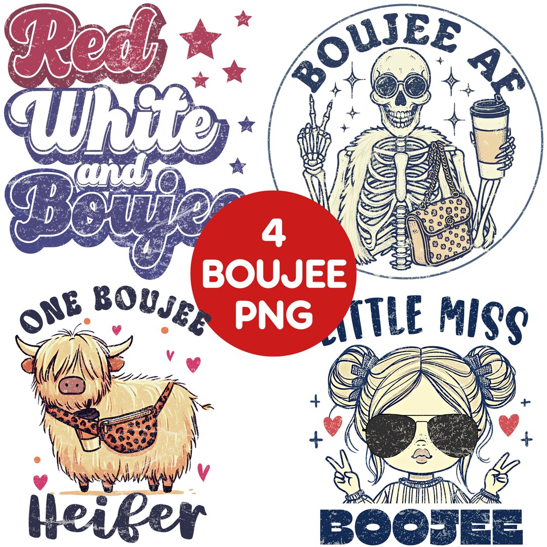 Boujee PNG, Red White and Boujee PNG, Cute Boujee Clipart, July 4th PNG ...