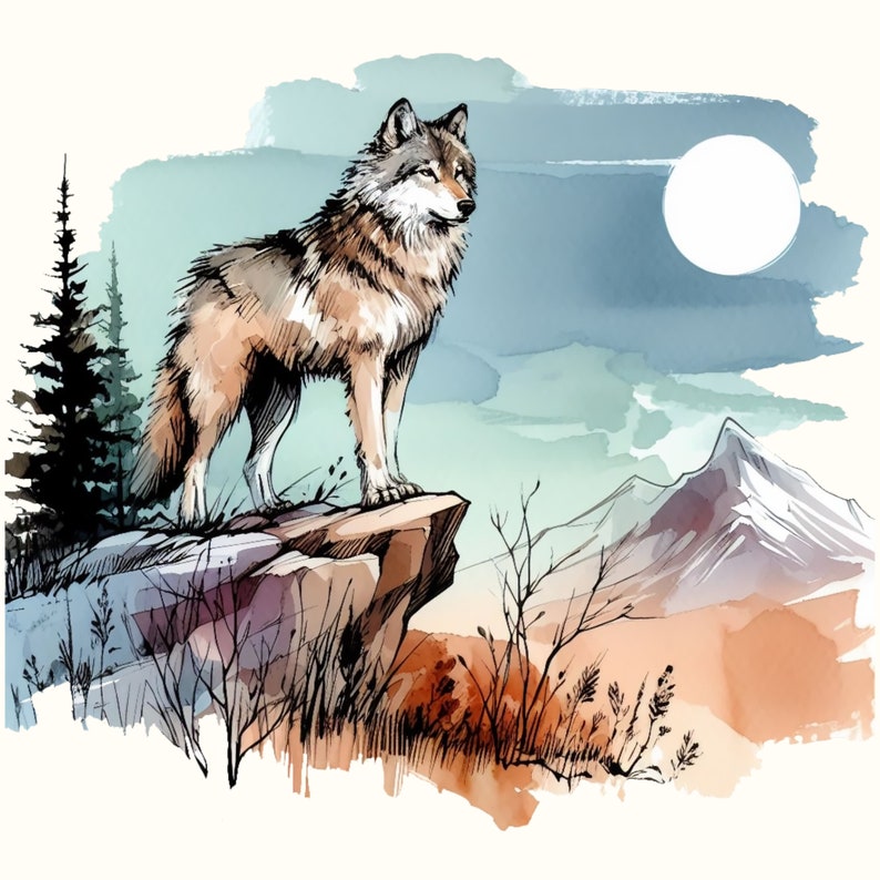 Wolf PNG, Watercolor Wolves PNG, Wolf Clip Art. - Etsy