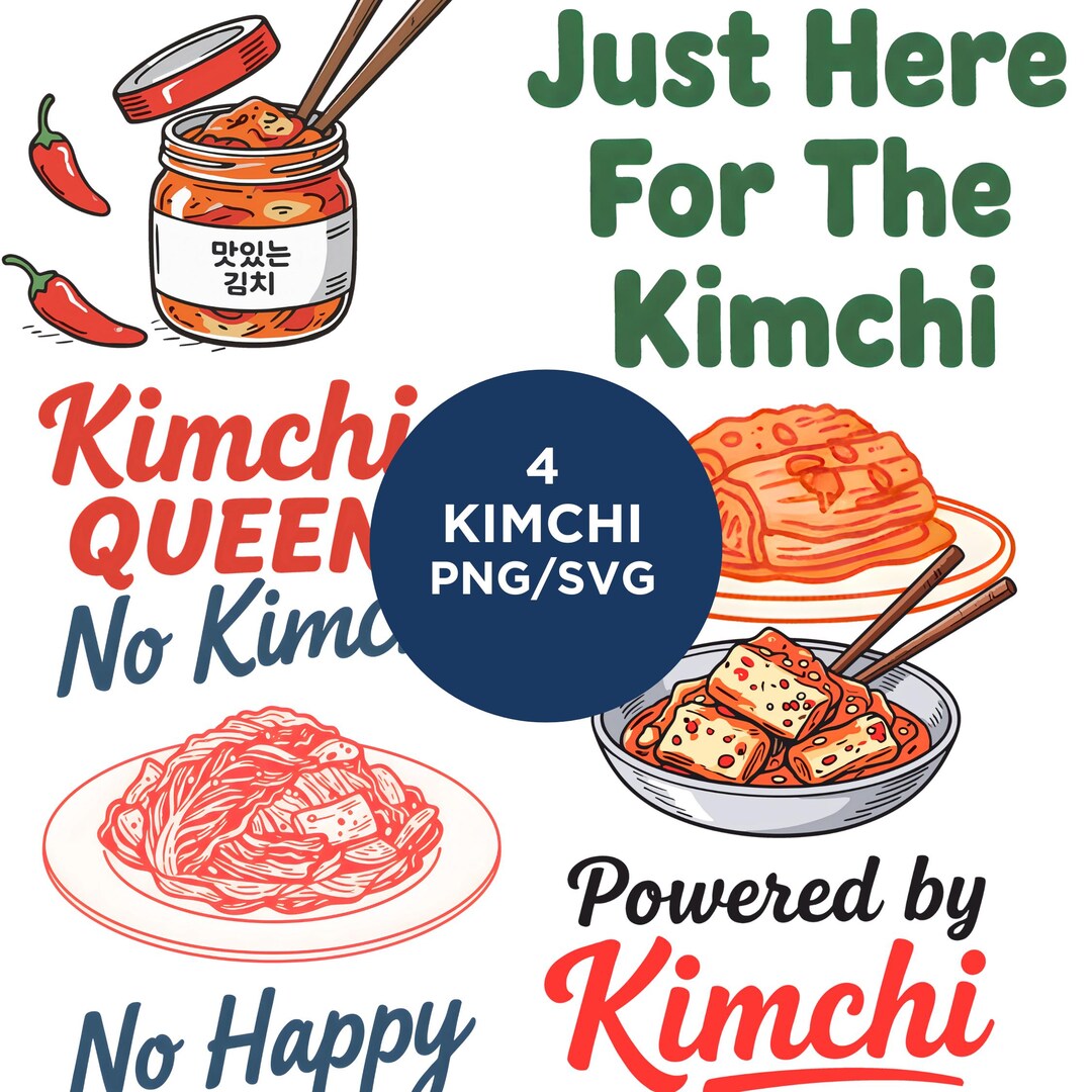 Korean Kimchi PNG SVG Bundle - Korean Food Clipart - Kimchi Tshirt ...