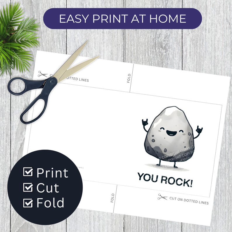 You Rock Printable Card - Compliment Encouragement Rock Character ...