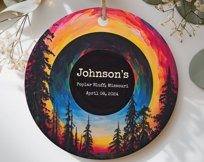 Solar Eclipse 2024 Christmas Ceramic Ornament, Total Solar Eclipse ...