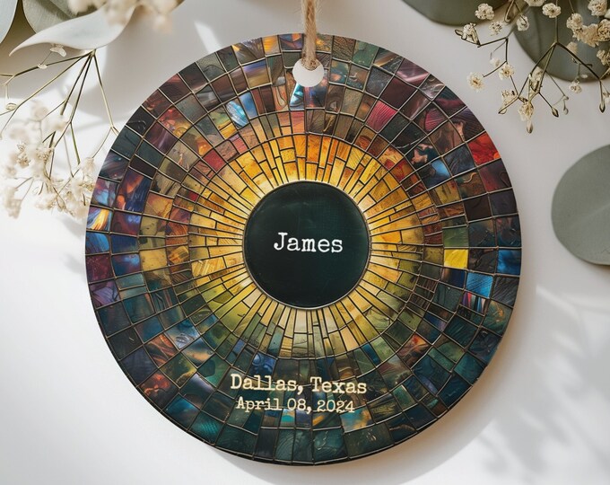 Solar Eclipse 2024 Christmas Ceramic Ornament, Total Solar Eclipse ...