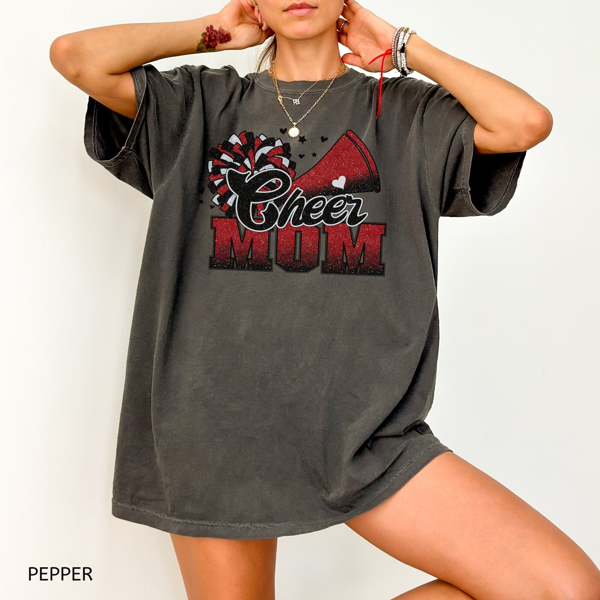Cheer Mom Merch Shirt Red Black Print Cheerleader Mom Tee Loud and ...