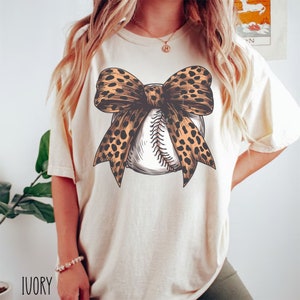Coquette Baseball Shirt With Leopard Print Bow Baseball Fan Tee Vintage ...