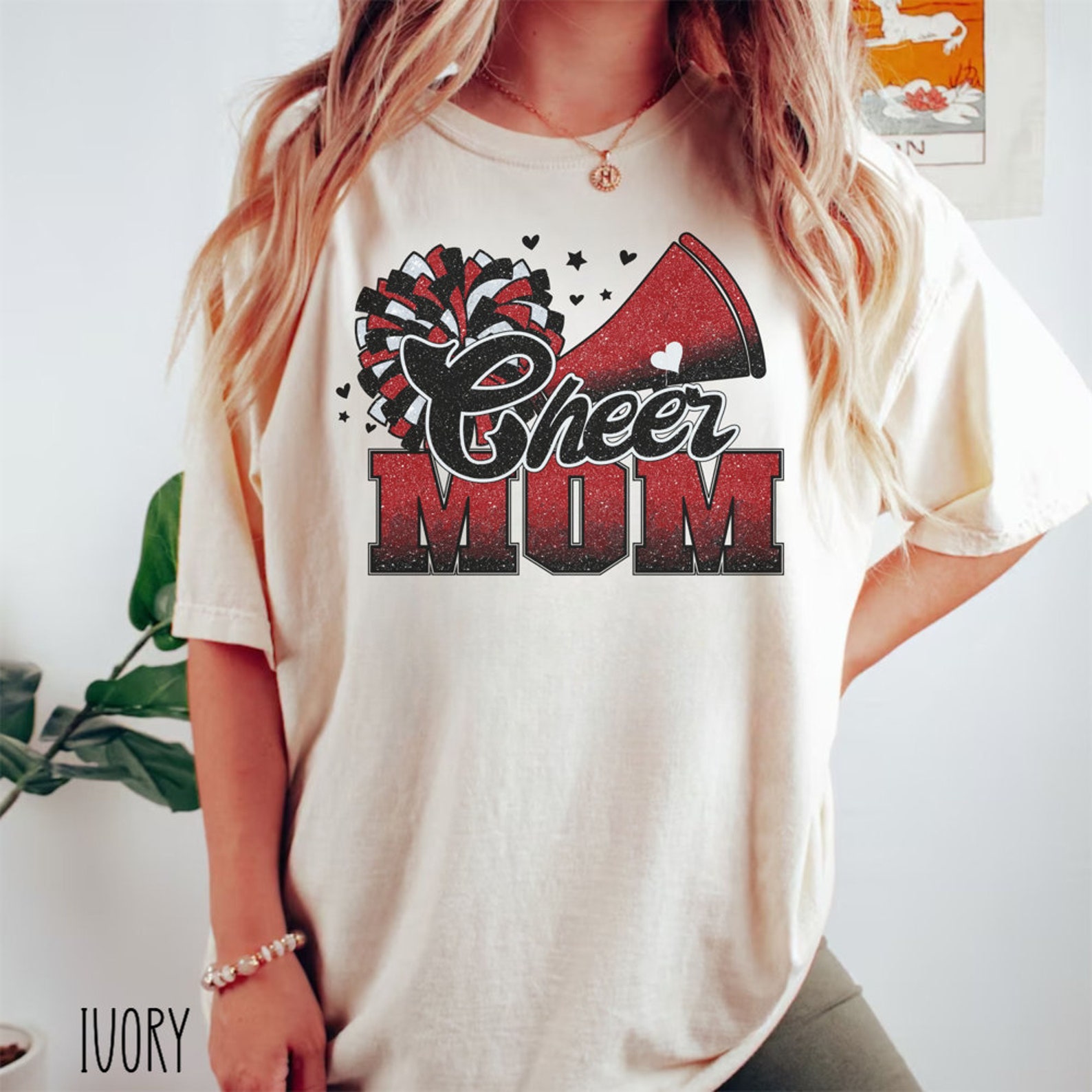 Cheer Mom Merch Shirt Red Black Print Cheerleader Mom Tee Loud and ...