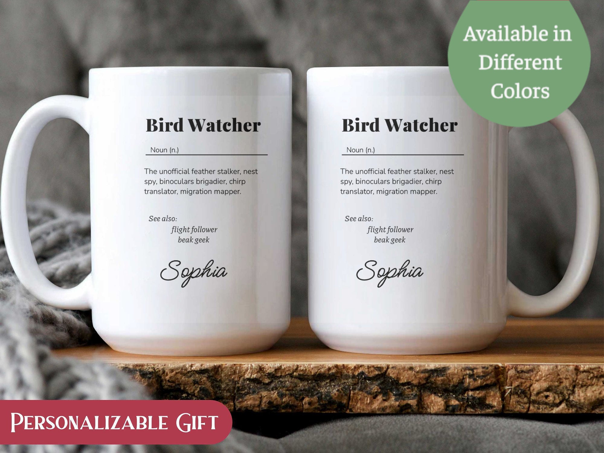 Custom Bird Watcher Mug, Birding Enthusiast Coffee Cup, Personalized ...