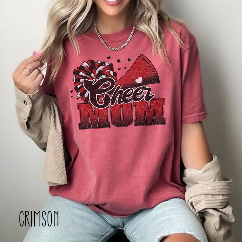 Cheer Mom Merch Shirt Red Black Print Cheerleader Mom Tee Loud and ...