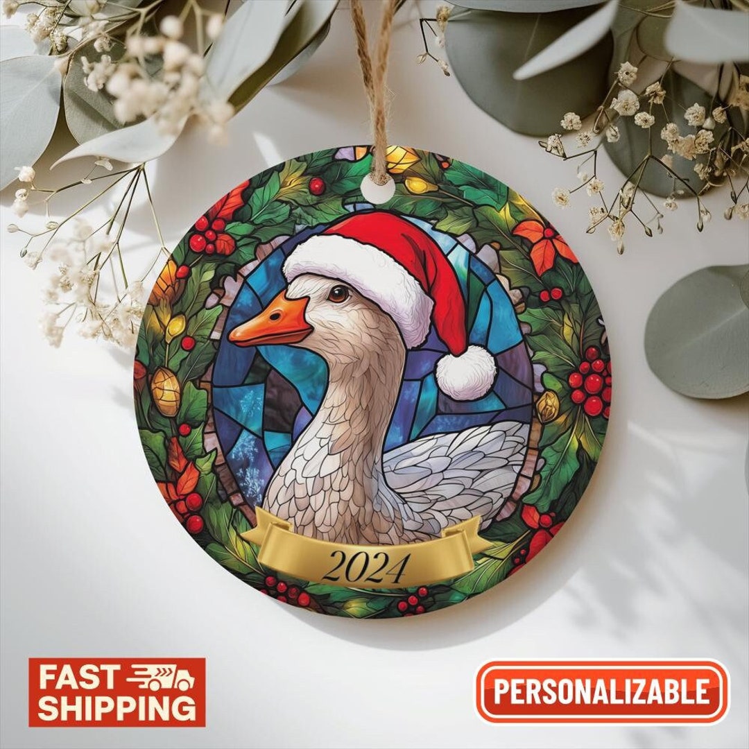 Christmas Goose Ornament Santa Goose Lover Ornament Festive Goose ...