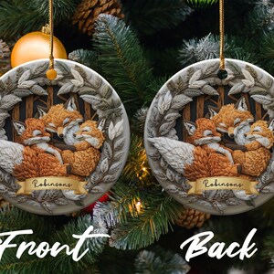 Fox Family Ornament Custom Woodland Fox Lover Gift Animal Boho Cozy ...