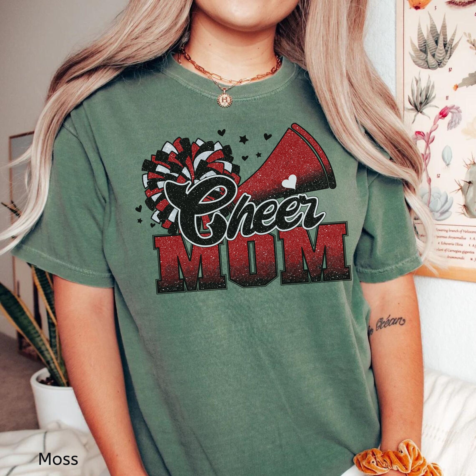 Cheer Mom Merch Shirt Red Black Print Cheerleader Mom Tee Loud and ...