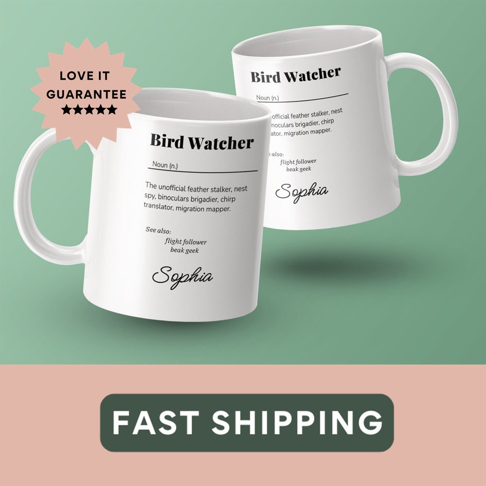 Custom Bird Watcher Mug, Birding Enthusiast Coffee Cup, Personalized ...