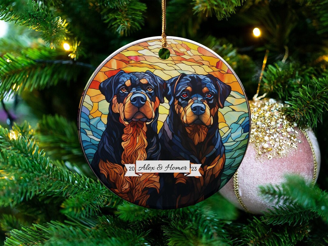 Two Rottweiler Christmas Ornament Christmas 2025 Decor Customized Gift ...