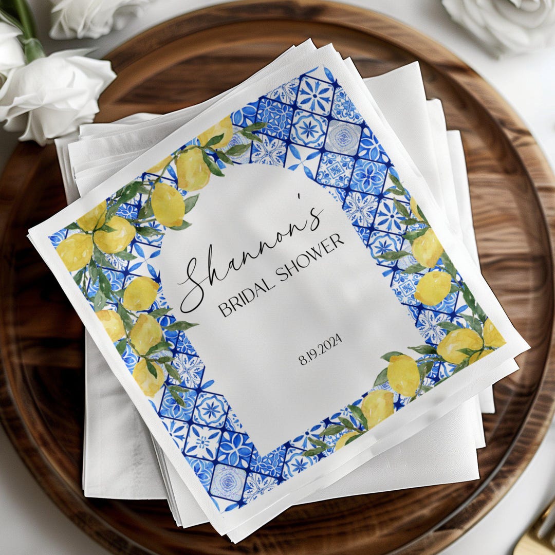 Italy Mediterranean Napkin Personalized Wedding Cocktail Napkin, Custom ...