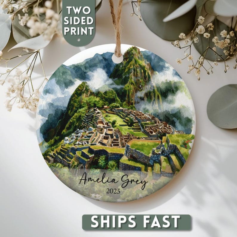 Custom Peru Ornament, Machu Picchu Travel Christmas Keepsake ...