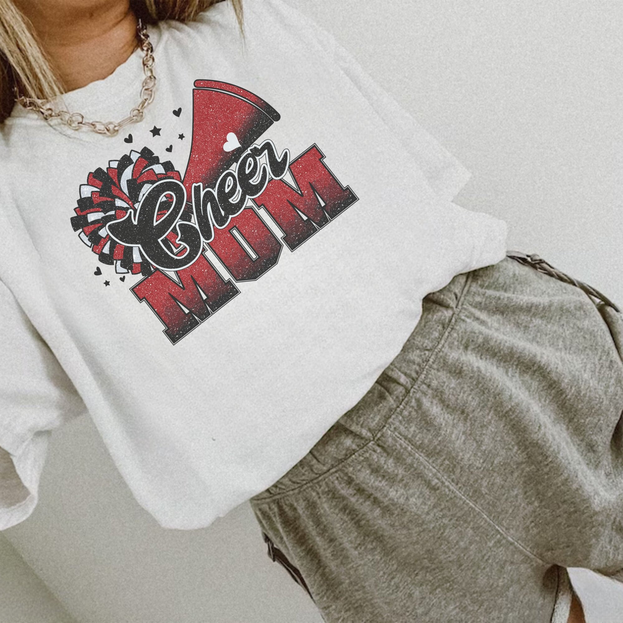 Cheer Mom Merch Shirt Red Black Print Cheerleader Mom Tee Loud and ...
