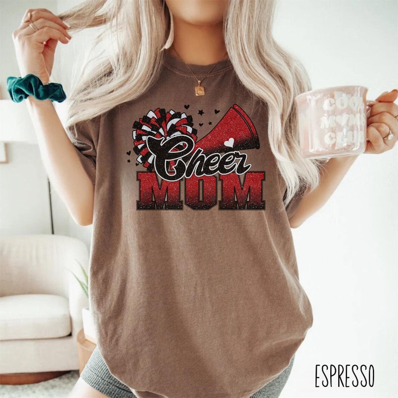 Cheer Mom Merch Shirt Red Black Print Cheerleader Mom Tee Loud and ...