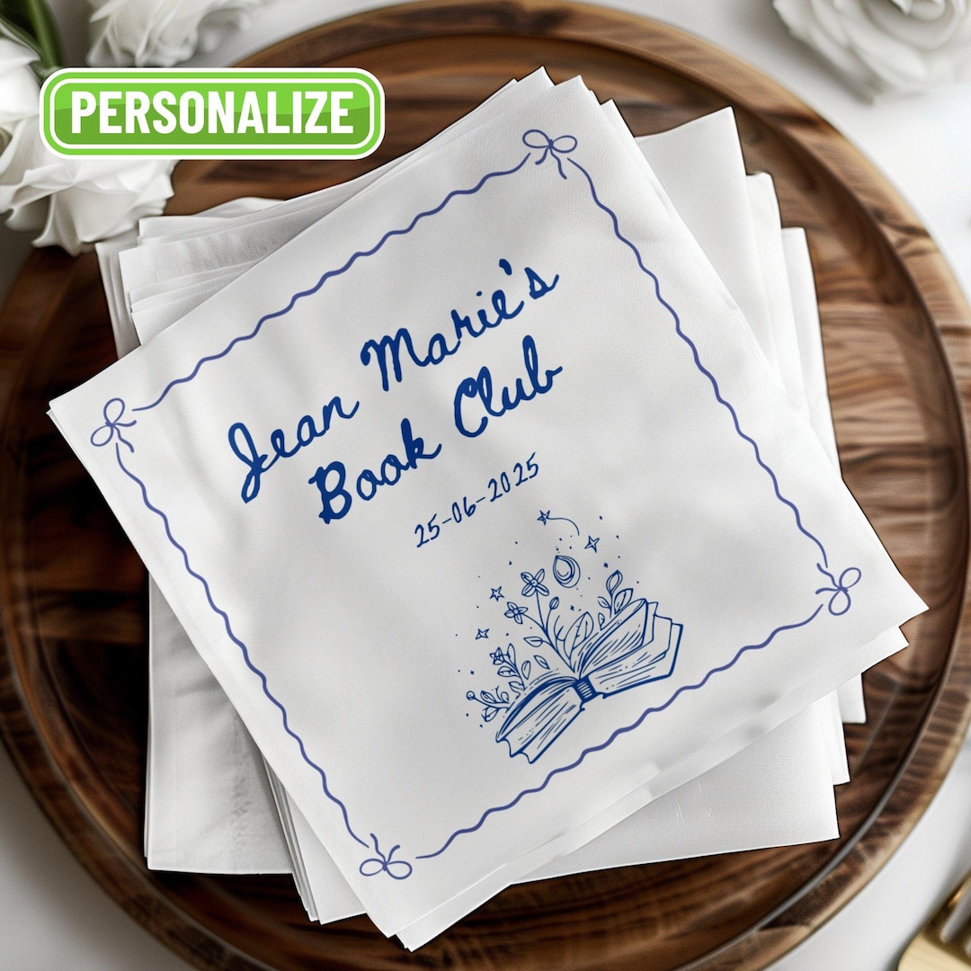 Custom Book Club Napkins, Personalized Book Club Decor, Cocktail ...