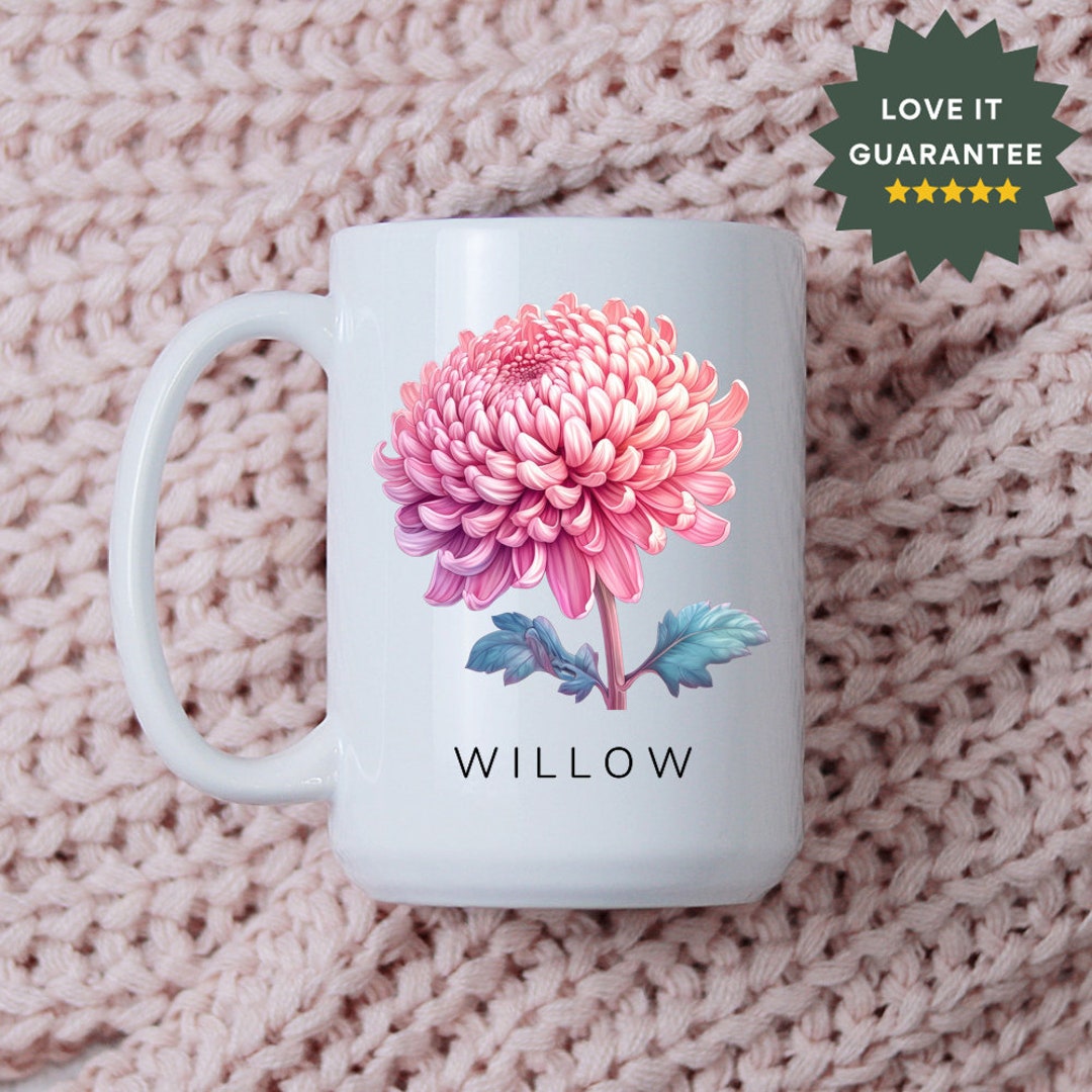 Birth Flower Mug November Birth Flower Mug Custom Name Coffee Cup ...