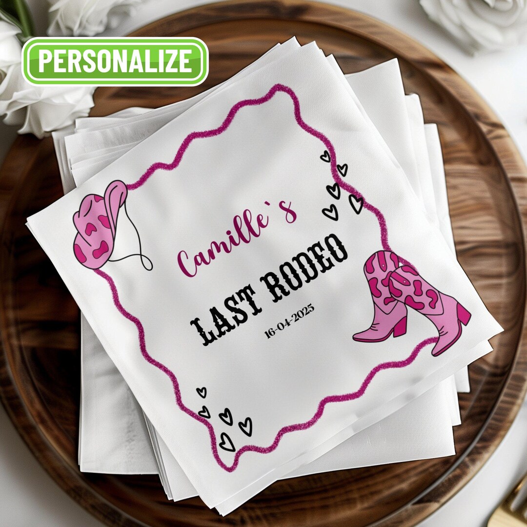 Custom Western Bachelorette Napkins, Country Last Rodeo Napkins ...