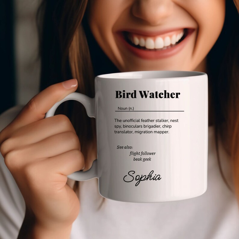 Custom Bird Watcher Mug, Birding Enthusiast Coffee Cup, Personalized ...