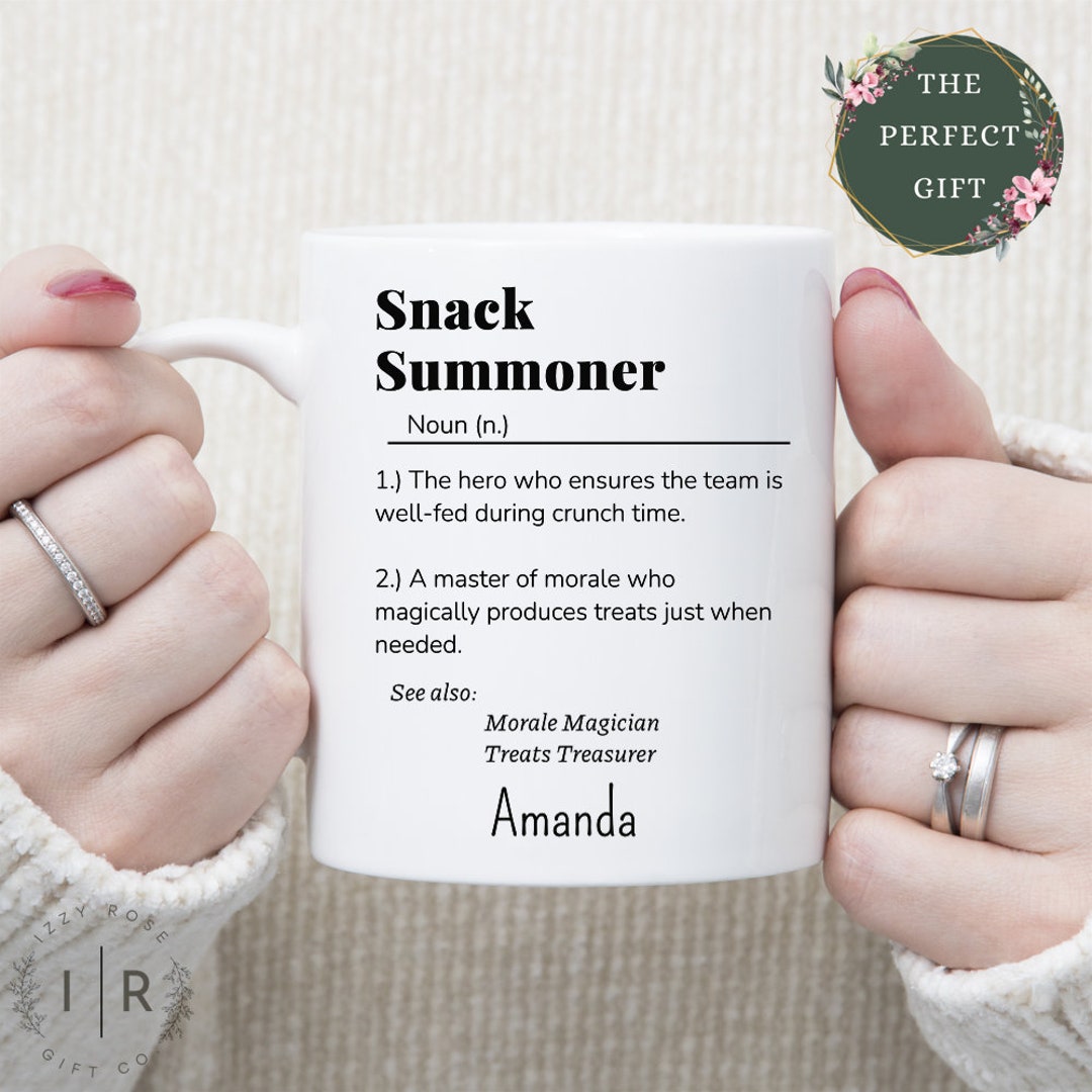 Personalized Funny Office Mug for Coworkers, Snack Summoner Hero ...