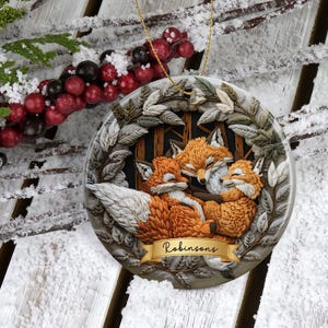 Fox Family Ornament Custom Woodland Fox Lover Gift Animal Boho Cozy ...