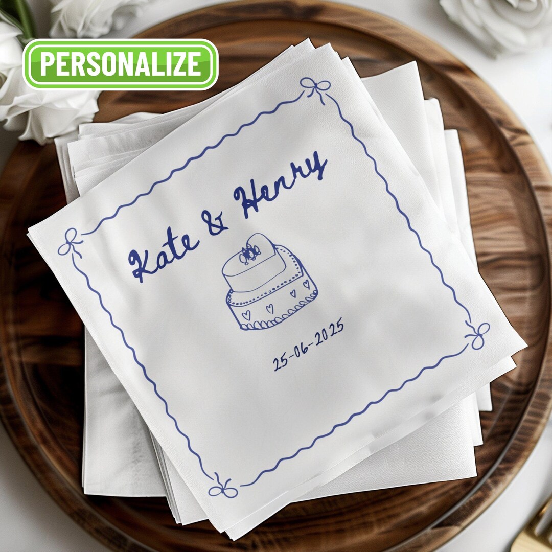 Custom Hand Drawn Wedding Napkins, Personalized Doodle Bachelorette ...