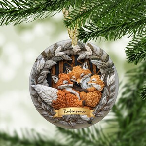 Fox Family Ornament Custom Woodland Fox Lover Gift Animal Boho Cozy ...