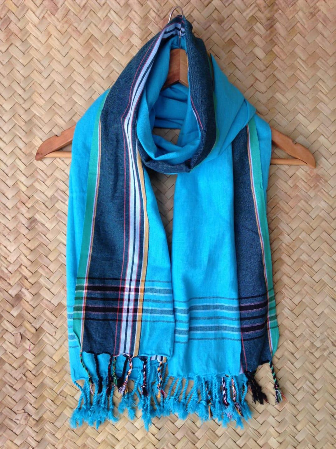 Authentic Kikoi Scarf From Kenya – Blue – 100% Cotton African Wrap ...