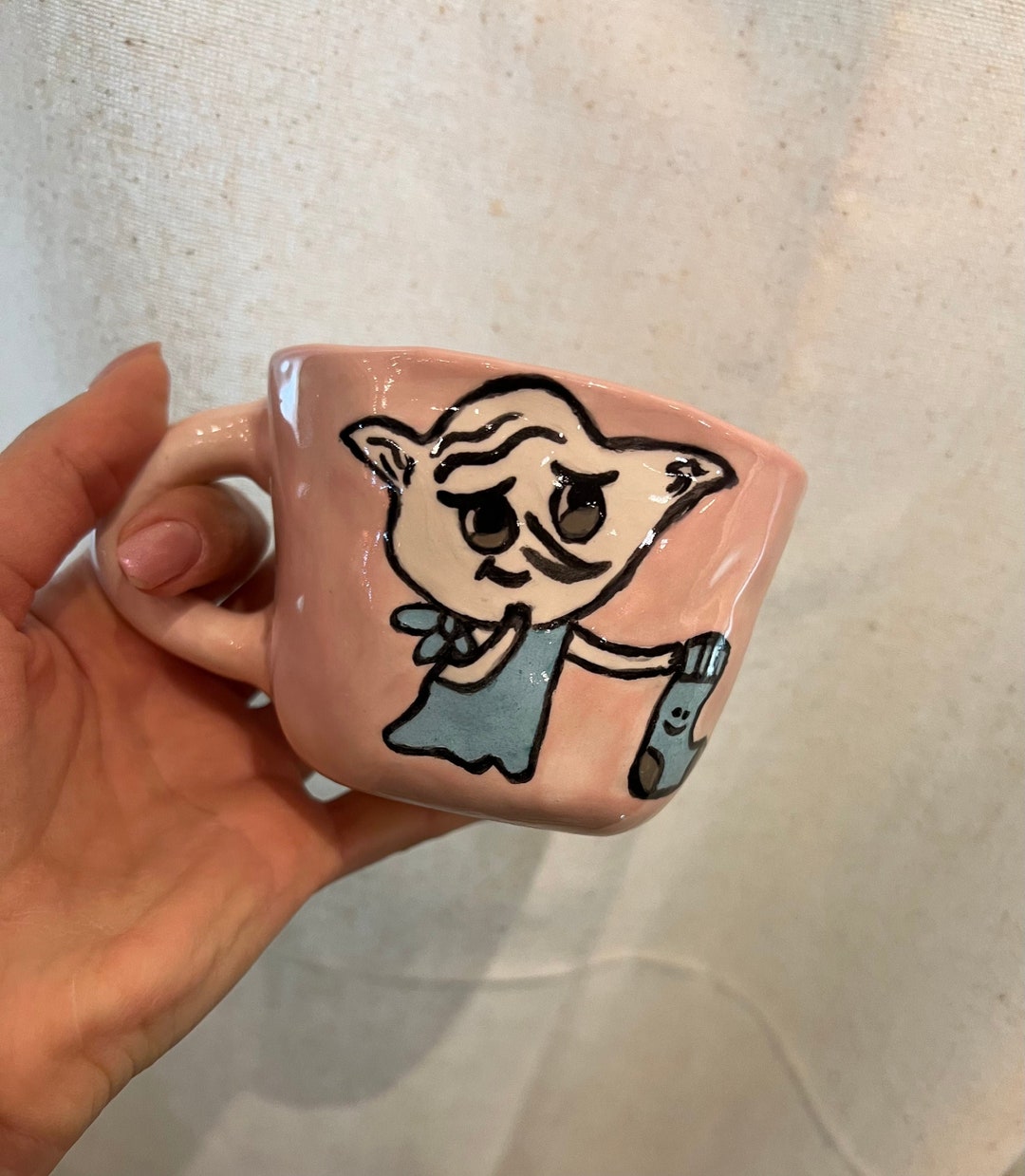 Dobby Ceramic Mug, Cartoon Mug, Pottery Mug, Coffee Mug, Gift to Her ...