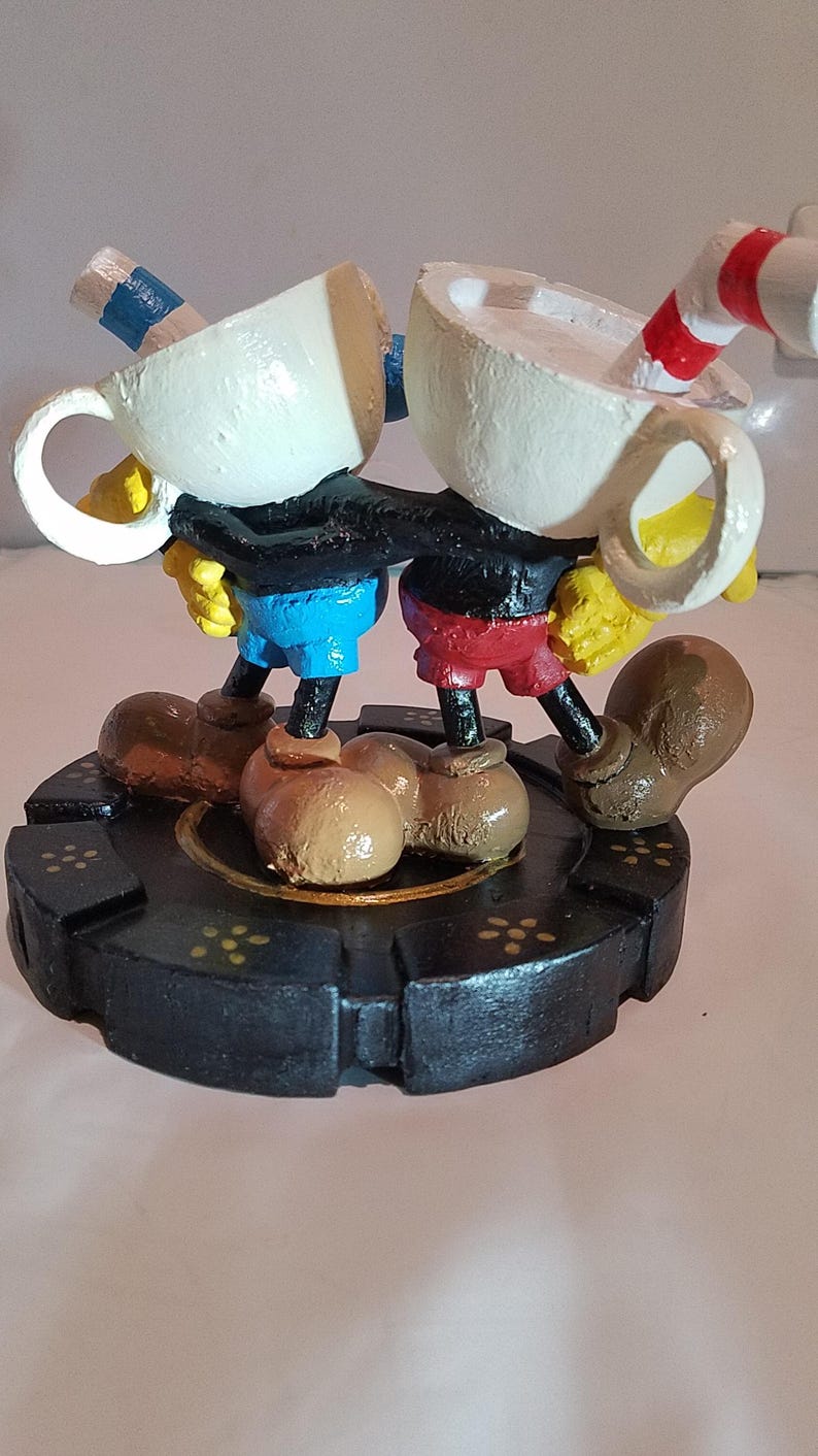 Handpainted Cuphead and Mugman Statue Collectible Video Game Decor ...