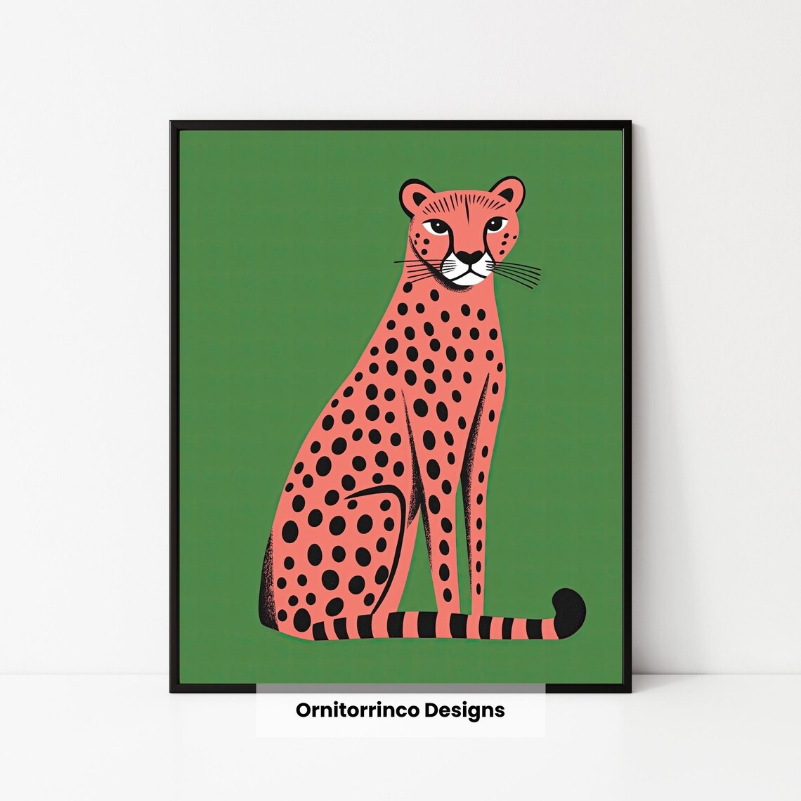 Cheetah on Green Background Digital Print | Trendy Home Decor ...